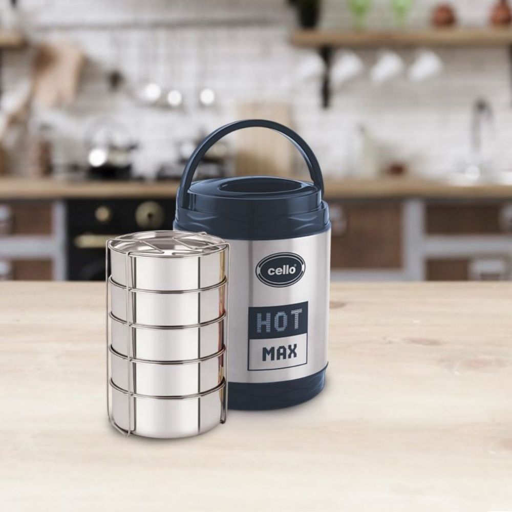 CELLO Stainless Steel Tiffin Hot Max Jumbo (Set of 4) - GO DELIVERY