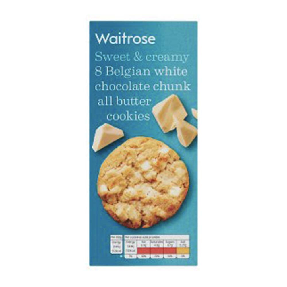WAITROSE Belgian White Chocolate Cookies - 200g (Pack Of 8) - GO DELIVERY