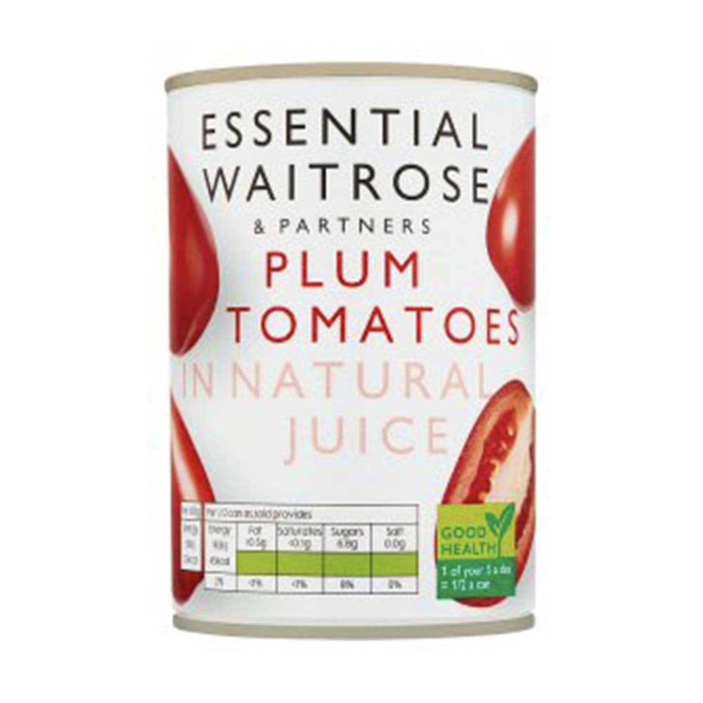 WAITROSE Essential Plum Tomatoes In Natural Juice - 400g - GO DELIVERY