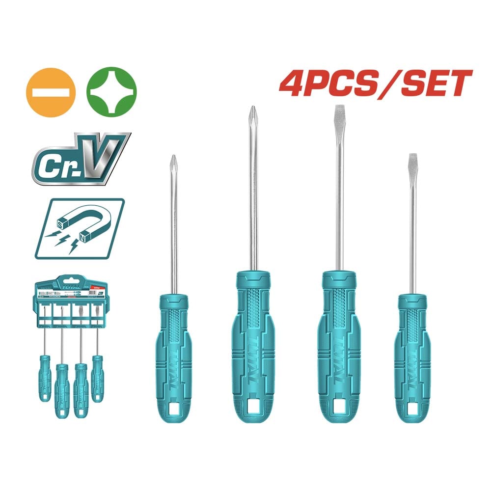 TOTAL 4 Pcs Screwdriver Set - GO DELIVERY