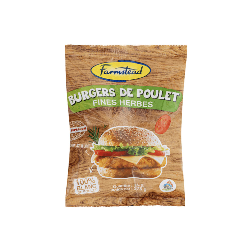FARMSTEAD Chicken Burger Herb - 375g (Pack of 5) - GO DELIVERY